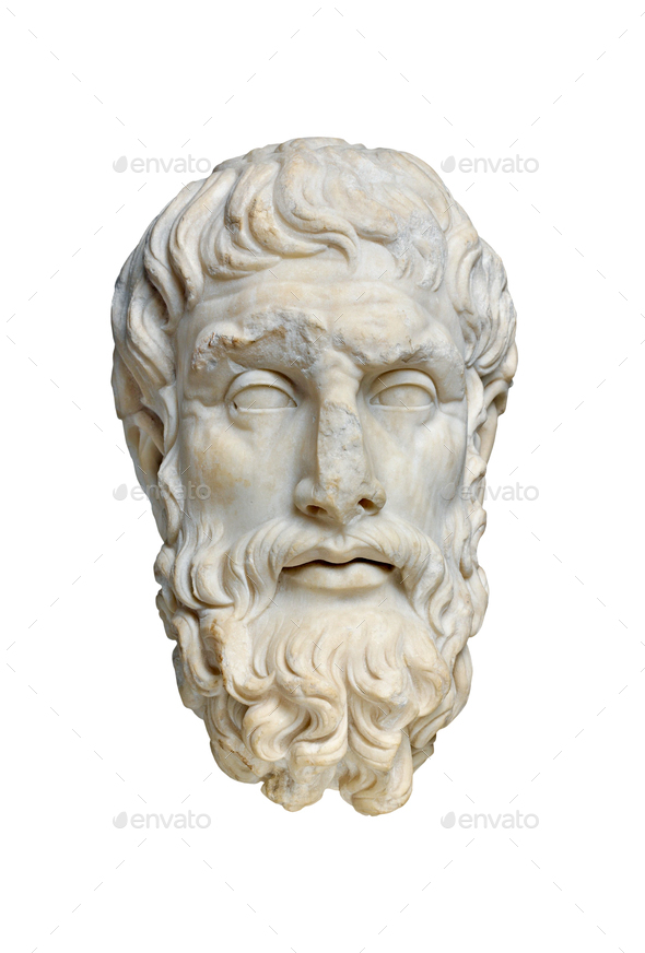 Antique classic greek philosopher head isolated Stock Photo by Cebas
