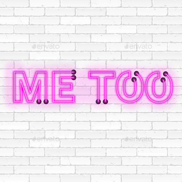 Me too neon light sign on white brick wall background Stock Photo by Cebas