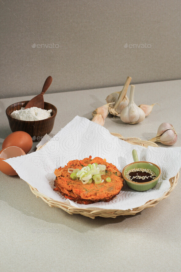 Korean Food: Korean Pancake Kimchi Jeon. Pan Fried Egg, Kimchi, and ...