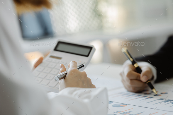 Company meeting room has businessmen and finance managers meeting ...