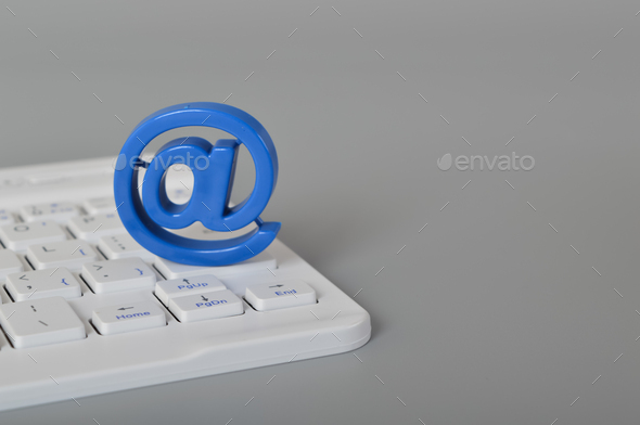 Computer keyboard and email address symbol. Email marketing and ...