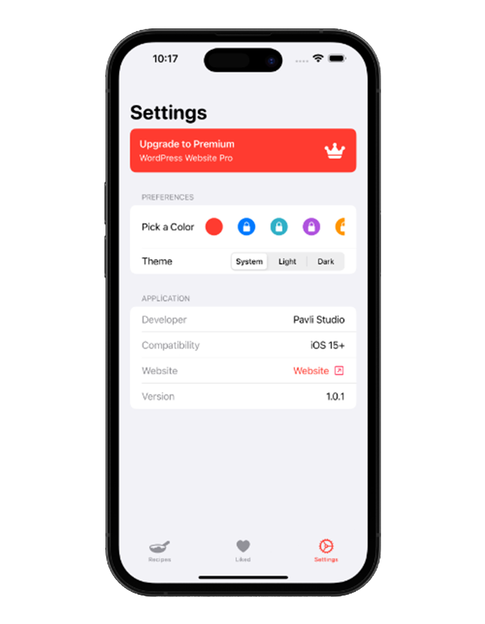 Recipe iOS WordPress App - SwiftUI Full Application by pavlistudio