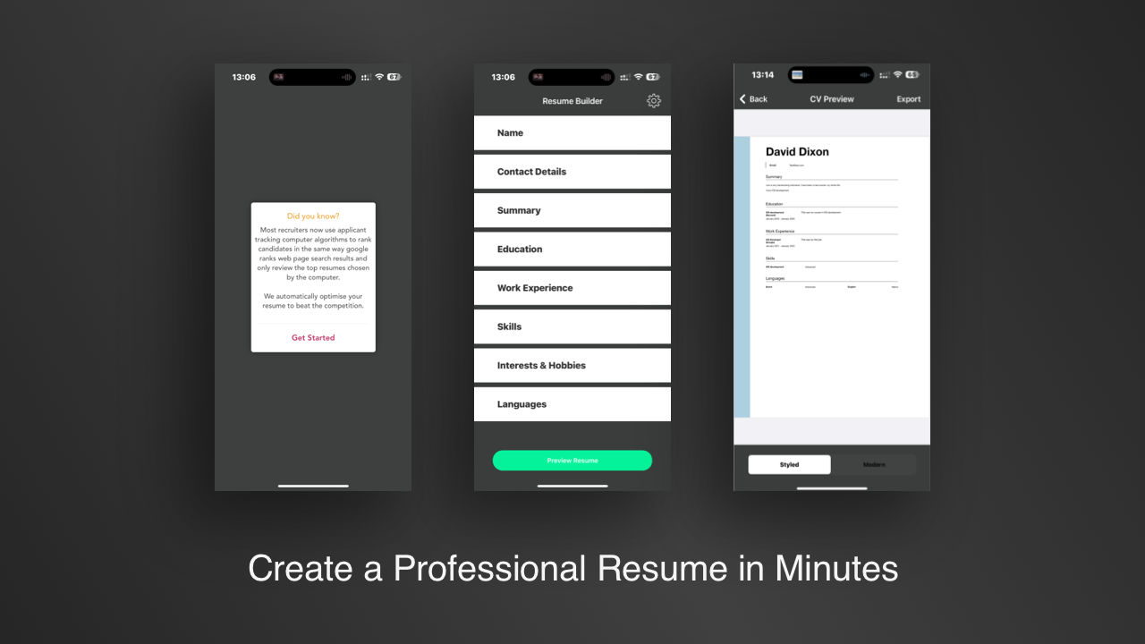 Resume Builder / CV Maker iOS 16 Compatible by ddixon91 | CodeCanyon