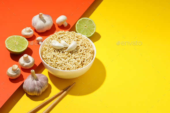 Concept of instant food, instant noodles, space for text Stock Photo by ...