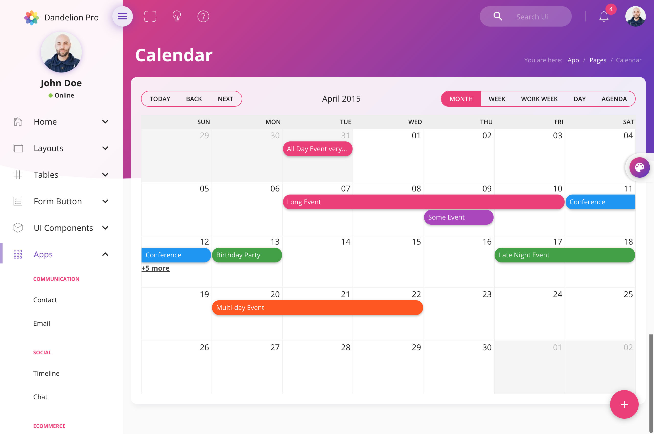 Dandelion Pro - React Admin Dashboard Template by ilhammeidi | ThemeForest