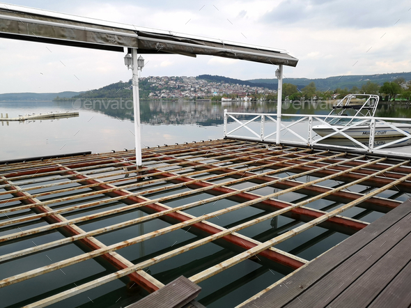 Pier support, a restoration of a wooden pier at the beach Stock Photo ...