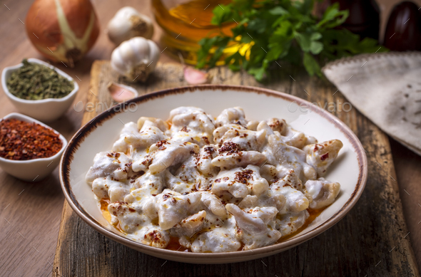 Traditional Turkish cuisine; Turkish ravioli, Turkish name; Manti Stock ...