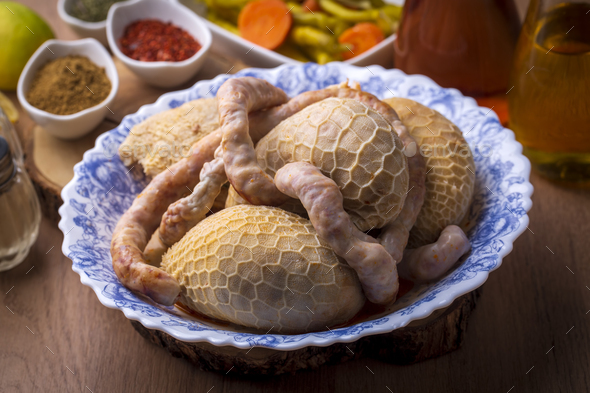 Stuffed offal, stuffed tripe. Stuffed belly mumbar. Turkish name; karin ...