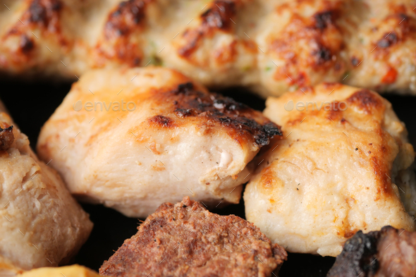 Seekh Kabab, Naan bread, and sauce on a plate Stock Photo by towfiqu98