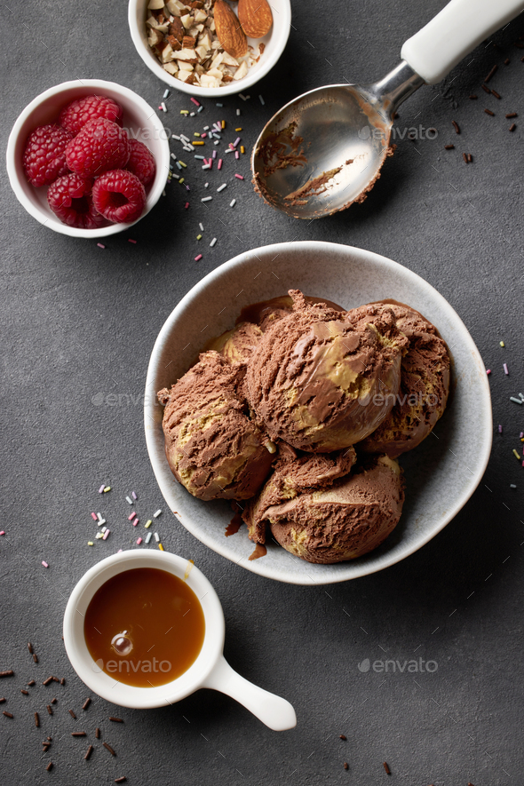 chocolate and caramel ice cream Stock Photo by magone | PhotoDune