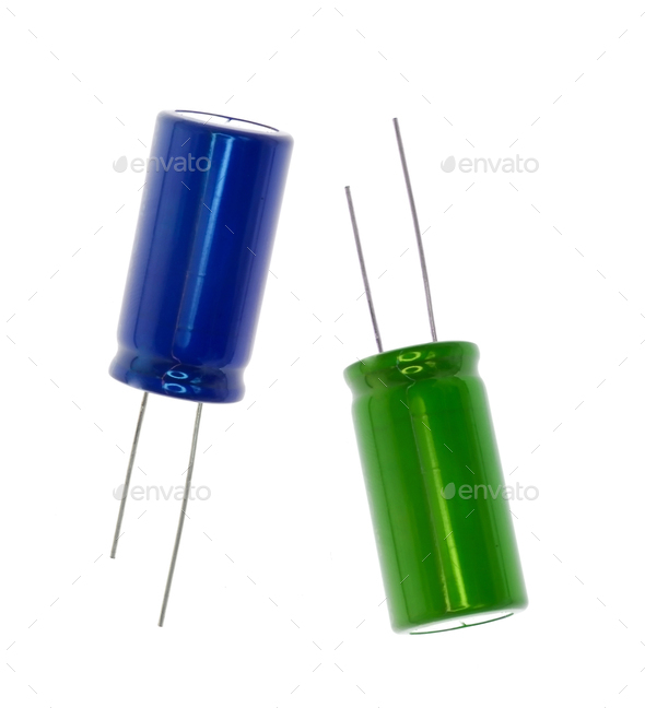 Blue and green electronic capacitor Stock Photo by ozaiachin | PhotoDune