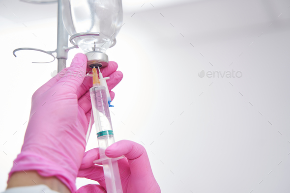 Medicine is injected into the system for future internal injection ...