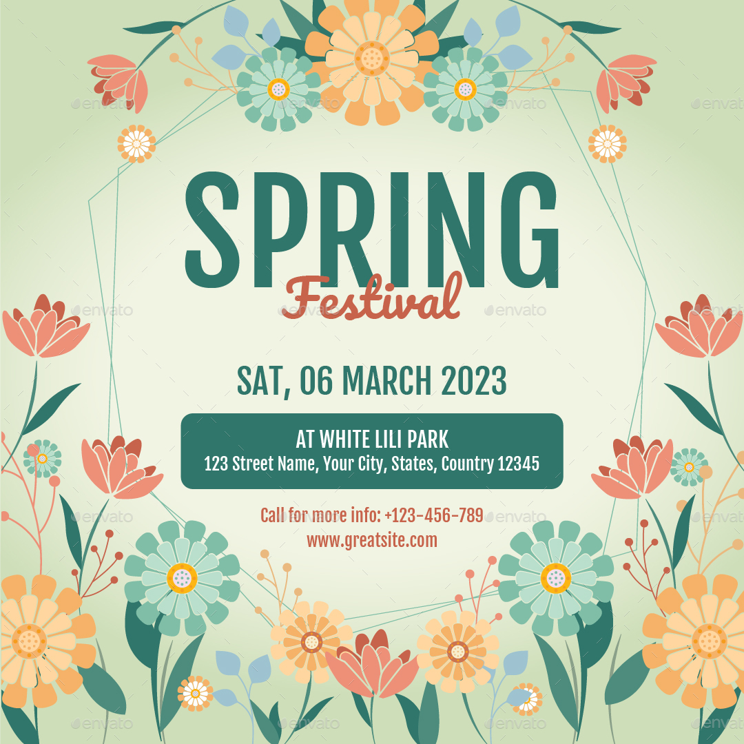 Spring Festival Flyer - Flower Theme, Print Templates | GraphicRiver