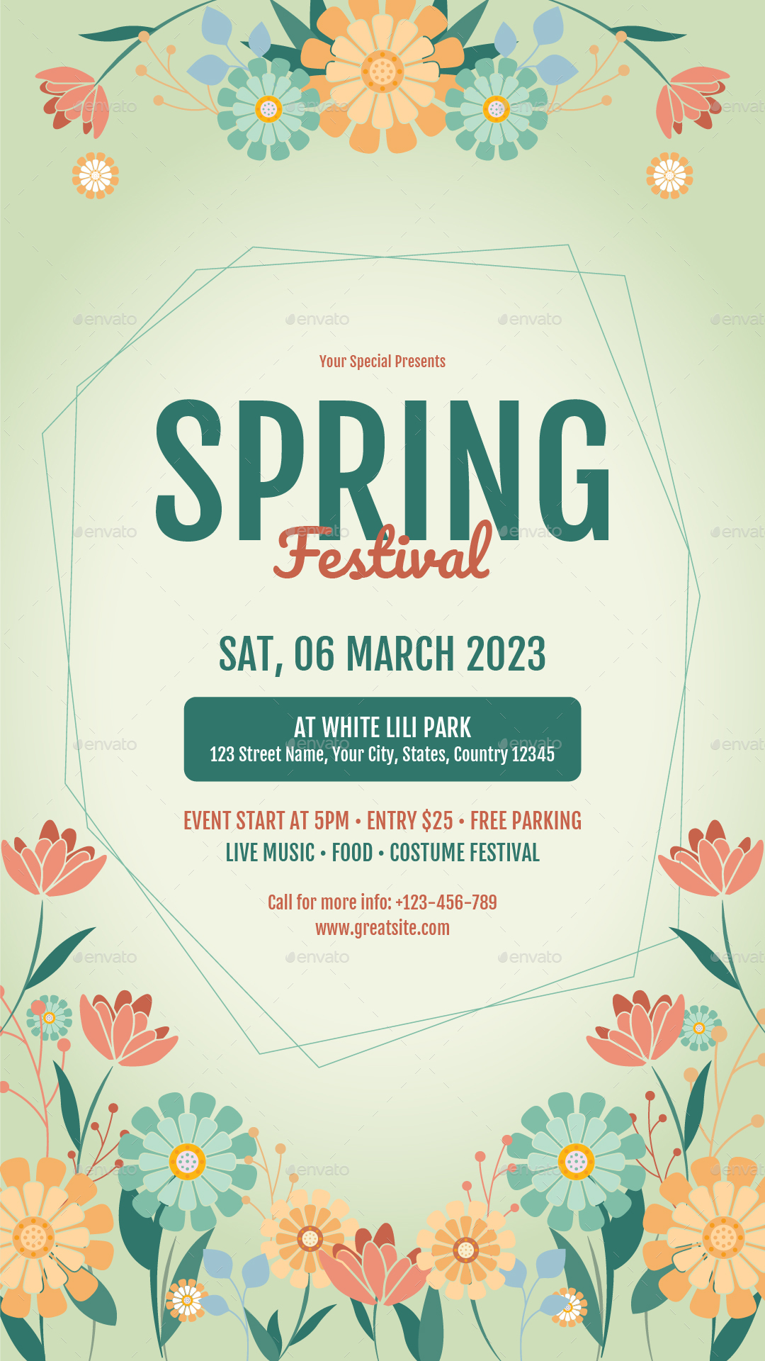 Spring Festival Flyer - Flower Theme, Print Templates | GraphicRiver