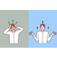 Discouraged Man Clutching Head and Meditating Guy, Vectors | GraphicRiver