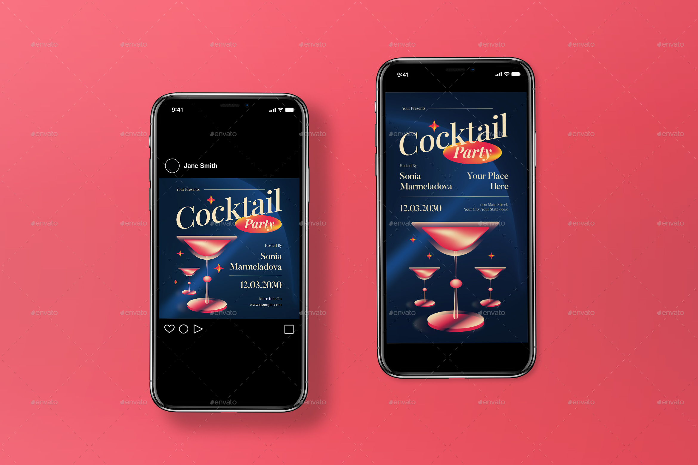 Blue Gradient Cocktail Party Flyer Set, Print Templates | GraphicRiver