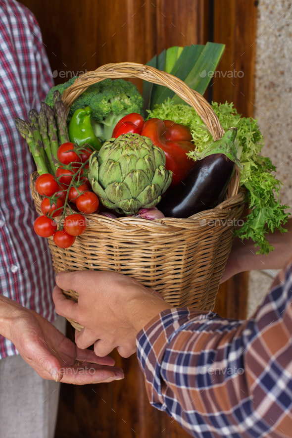 Local food, organic produce, farmer vegetables delivery Stock Photo by ...