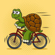 Cartoon Turtle Riding Bike Pop Art Vector, Vectors | GraphicRiver
