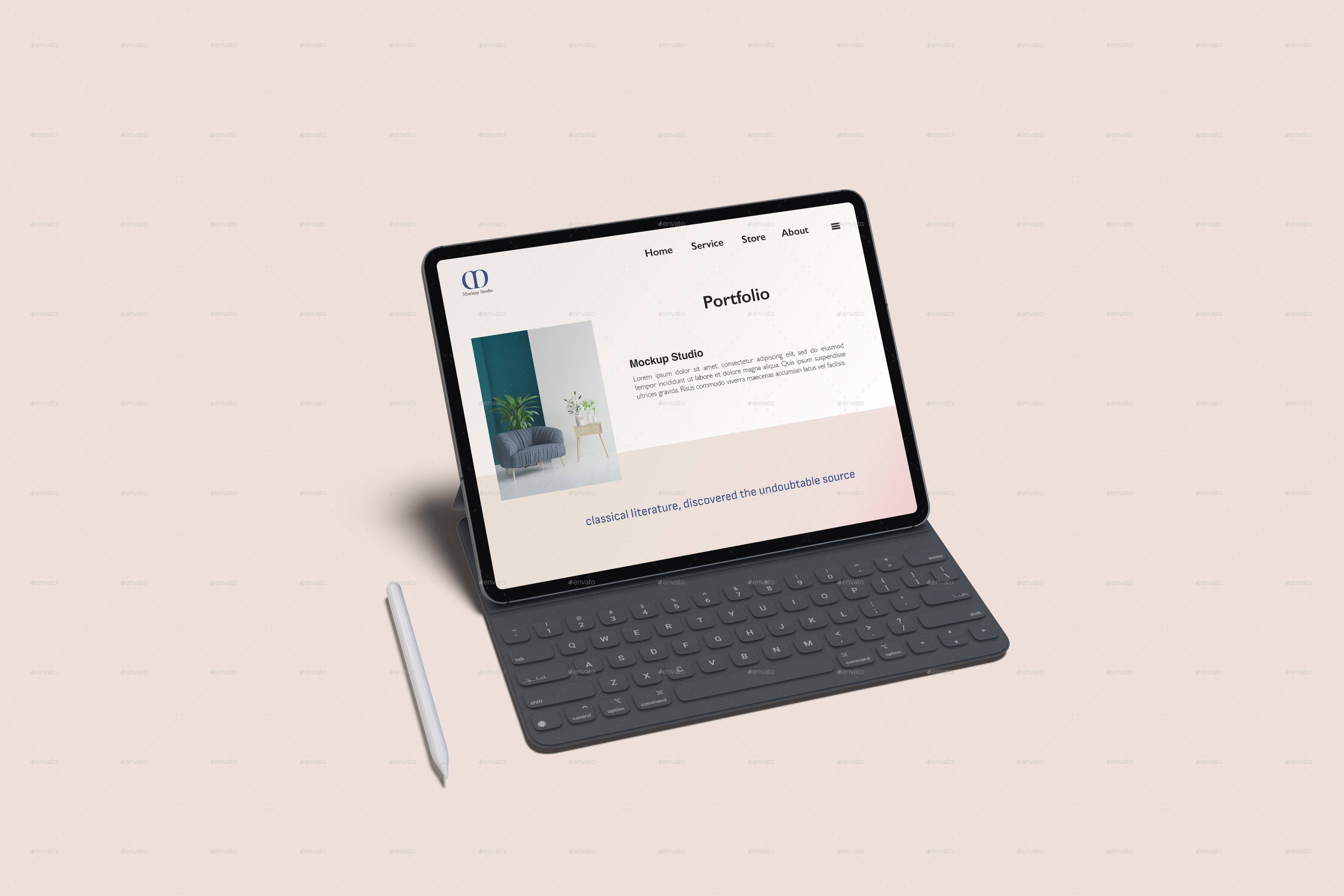 Tablet screen with Keyboard Mockup, Graphics | GraphicRiver