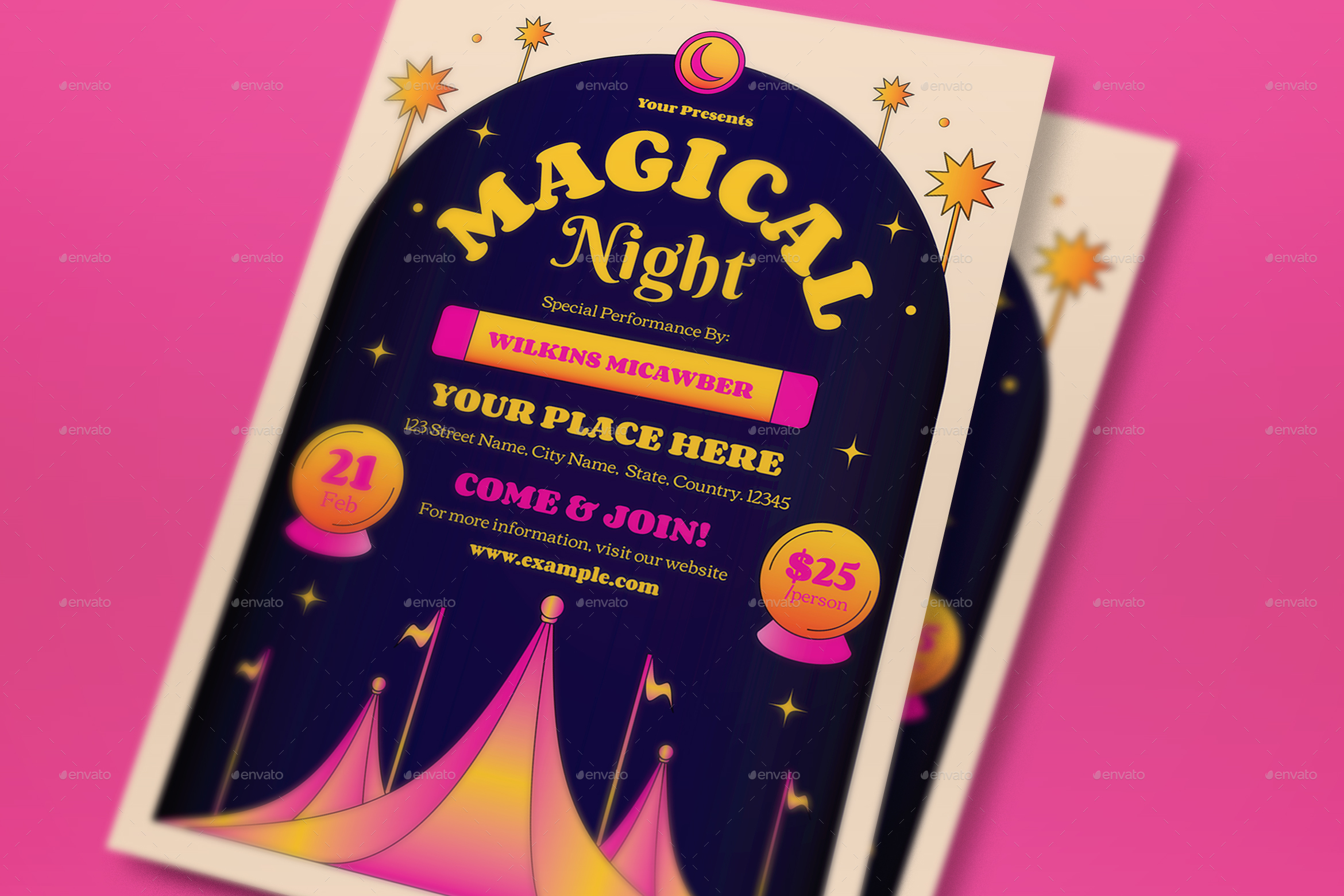 Navy Gradient Magical Night Flyer Set, Print Templates | GraphicRiver