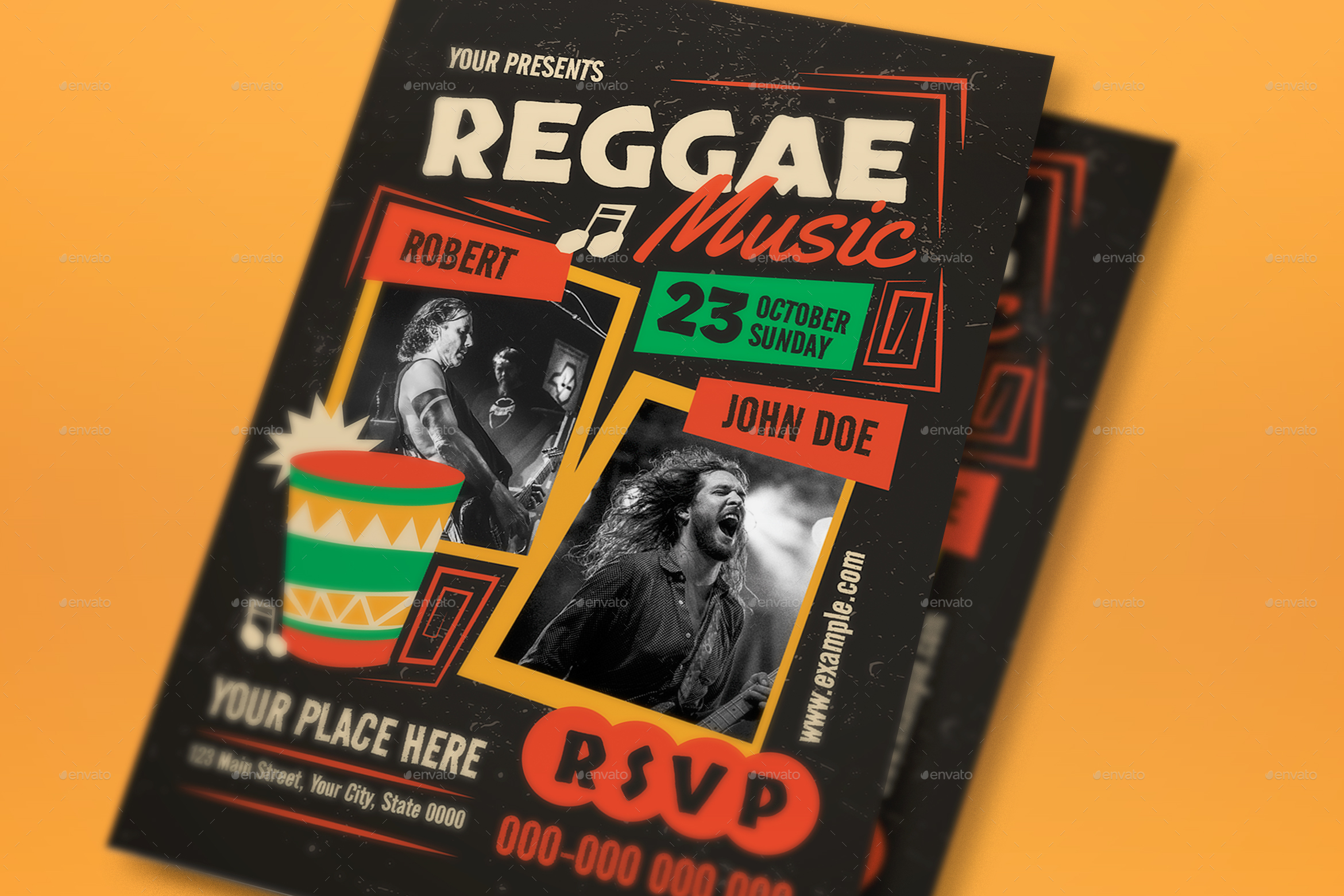 Brown Reggae Music Flyer Set, Print Templates | GraphicRiver