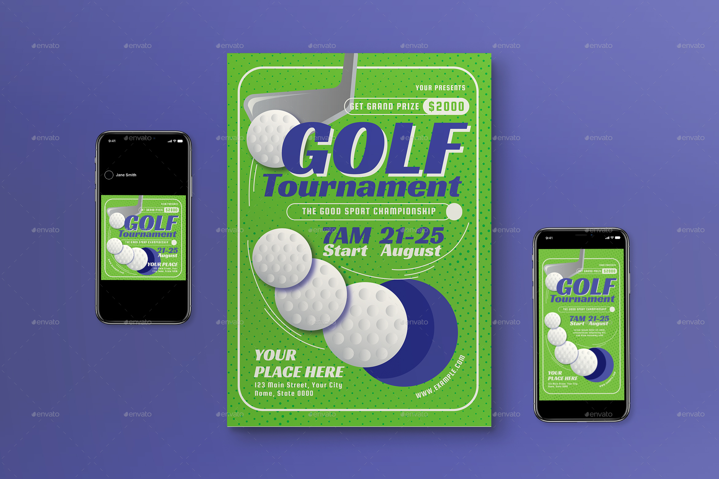 Green Modern Golf Tournament Flyer Set, Print Templates | GraphicRiver
