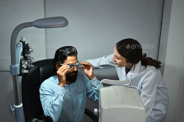 Eye health check and ophthalmology concept. Stock Photo by ...