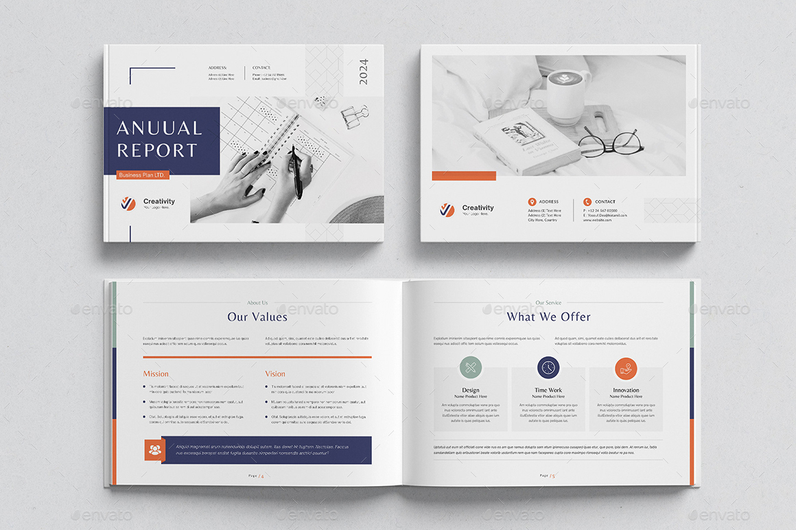 Annual Report Landscape | Word & InDesign, Print Templates | GraphicRiver