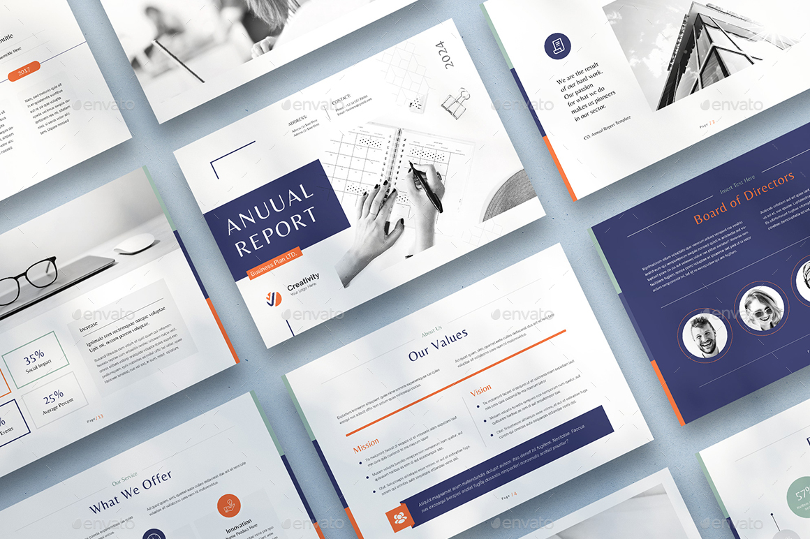 Annual Report Landscape | Word & InDesign, Print Templates | GraphicRiver