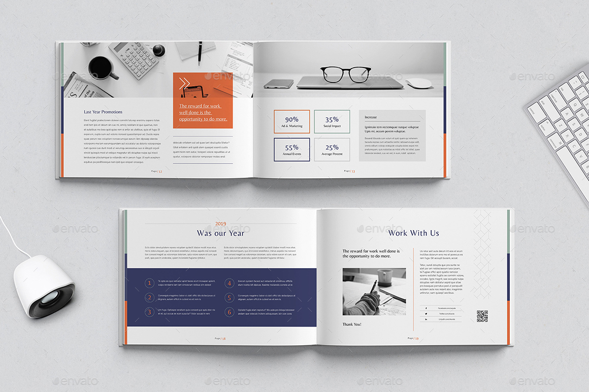 Annual Report Landscape | Word & InDesign, Print Templates | GraphicRiver