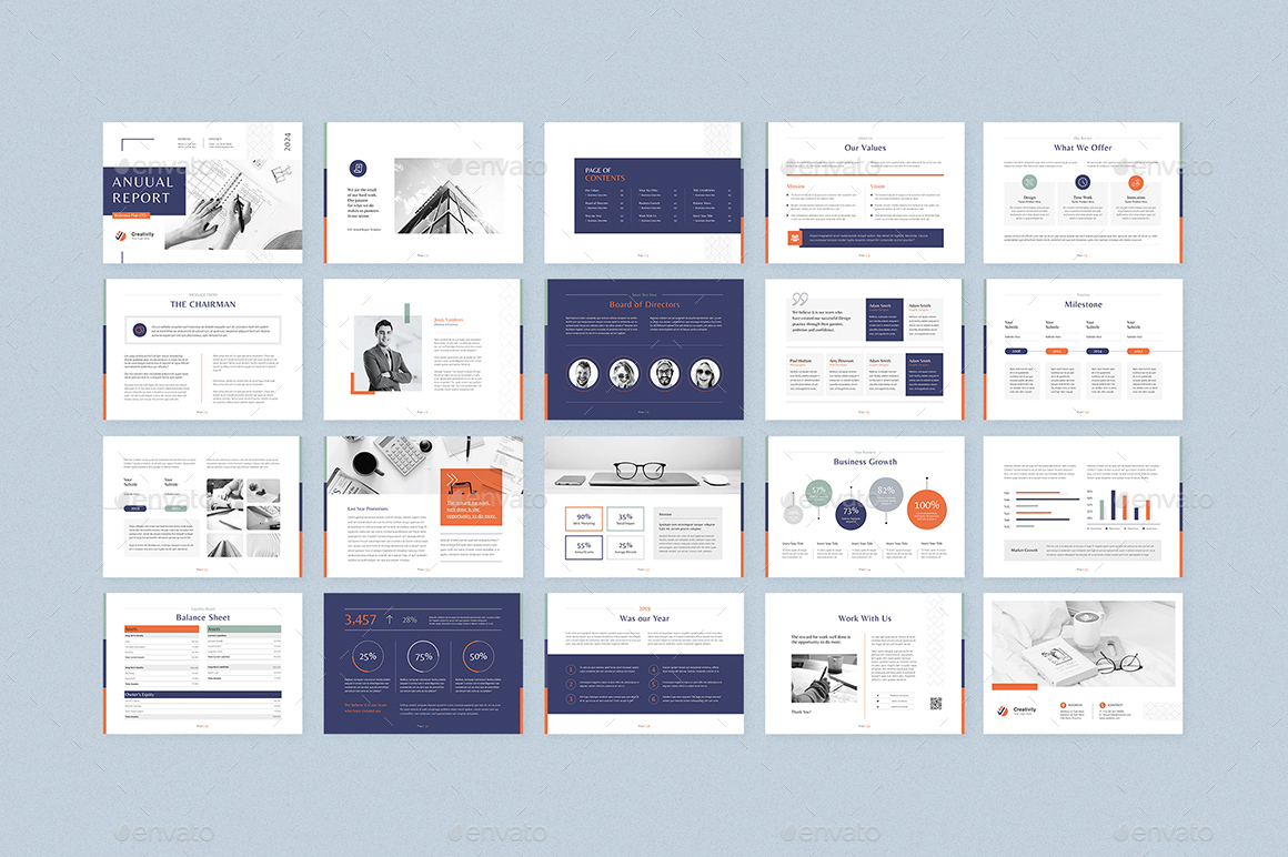 Annual Report Landscape | Word & InDesign, Print Templates | GraphicRiver