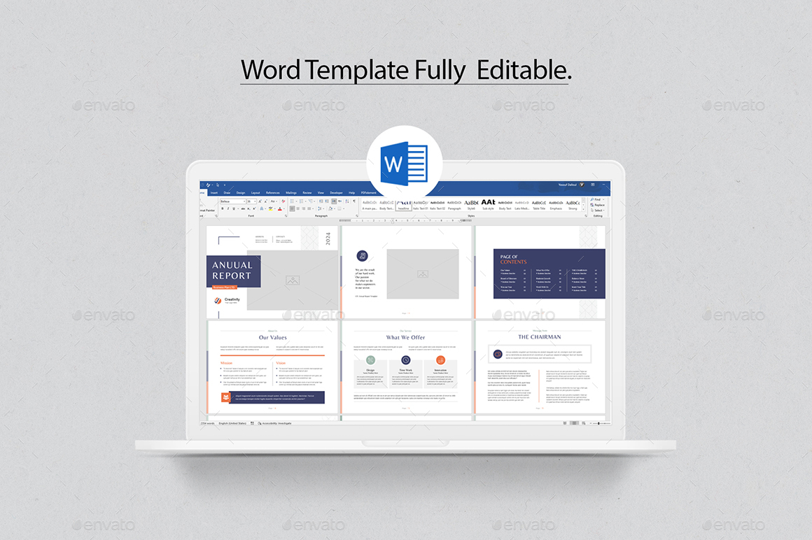 Annual Report Landscape | Word & InDesign, Print Templates | GraphicRiver