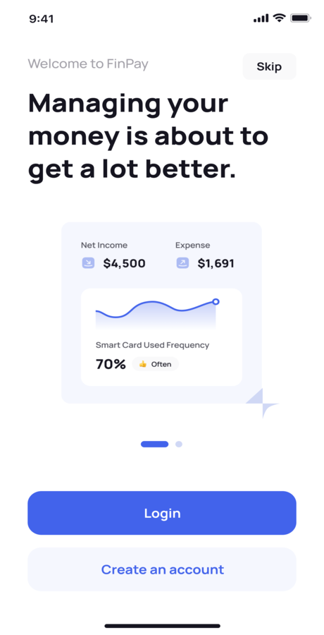 FinPay App ANDROID + IOS + FIGMA | UI Kit | Flutter | Banking, E-Money Management by FlutterVision