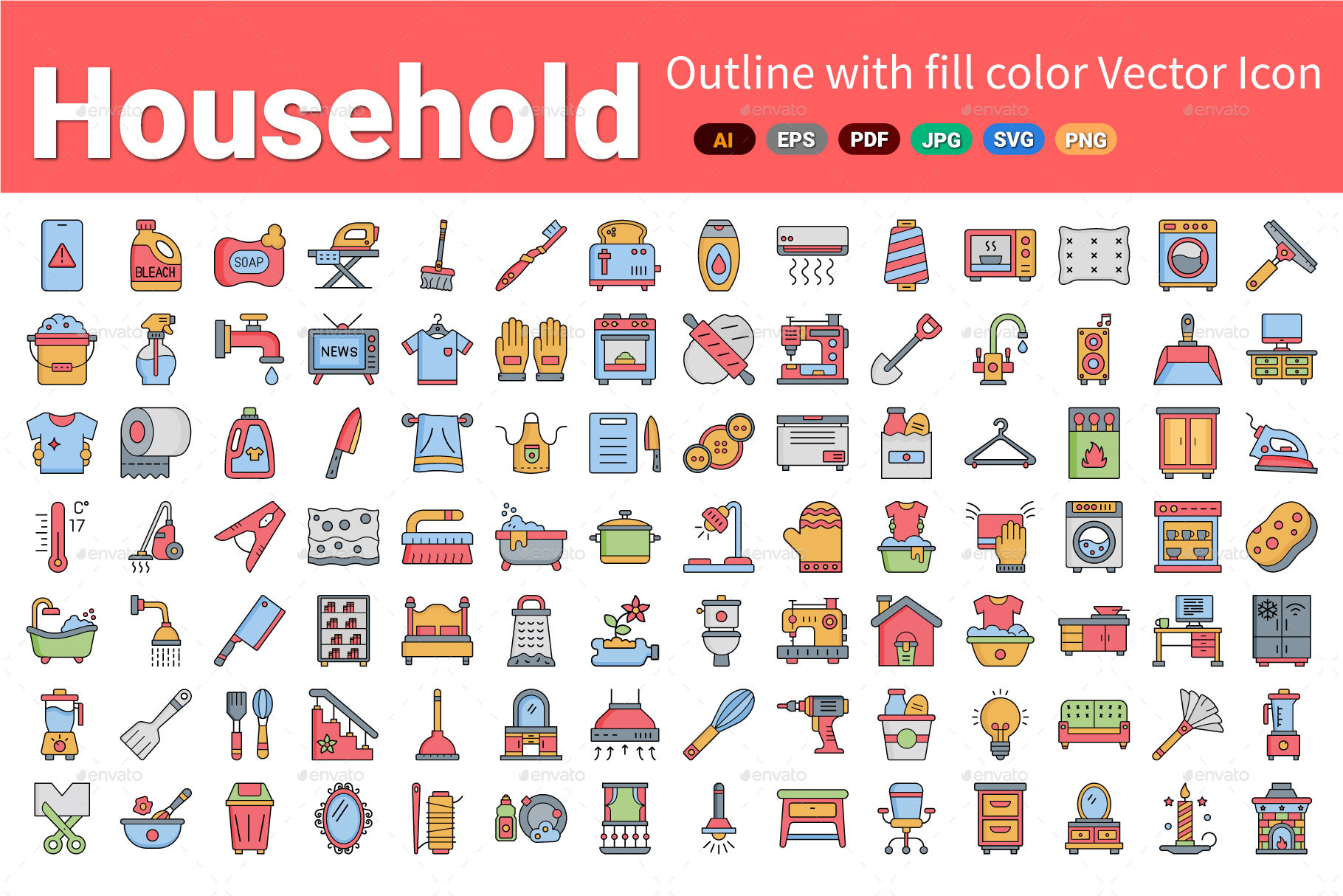Household Icons Pack | AI | SVG | EPS, Icons | GraphicRiver