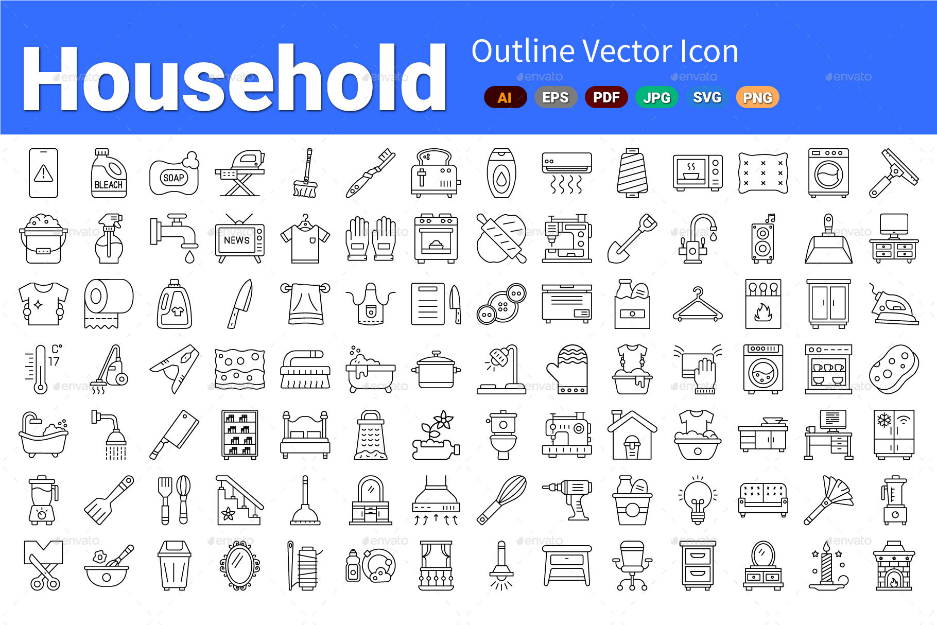 Household Icons Pack | AI | SVG | EPS, Icons | GraphicRiver