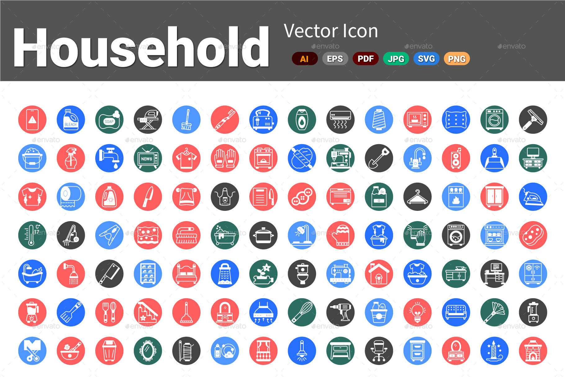 Household Icons Pack | AI | SVG | EPS, Icons | GraphicRiver
