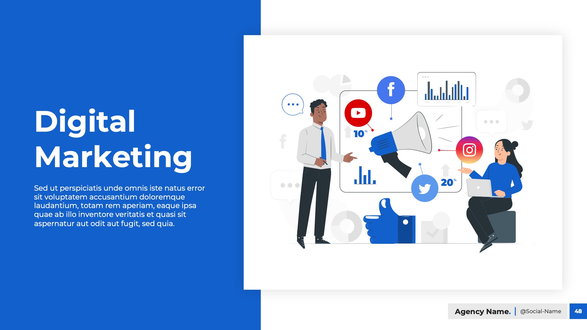 Digital Marketing and Social Media Report PowerPoint Template ...