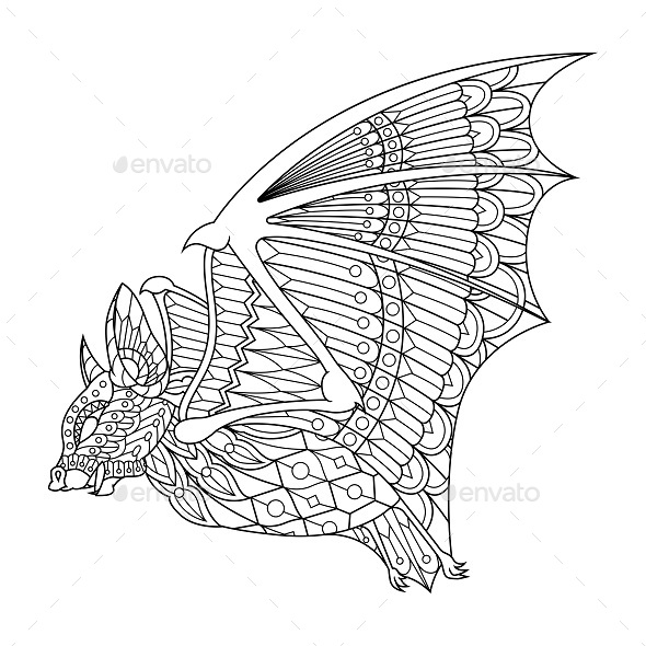 Bat Ornament Zentangle, Vectors | GraphicRiver