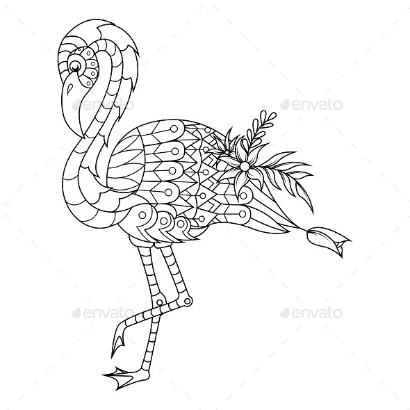 Flamingo Mandala Zentangle, Vectors | GraphicRiver