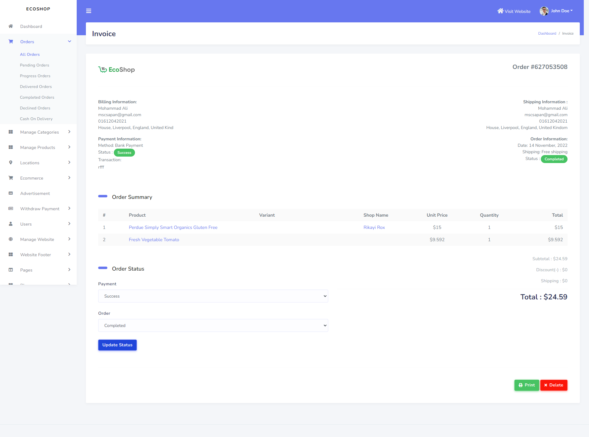 EcoShop - Multivendor Food, Grocery, Ecommerce Flutter App with Admin ...