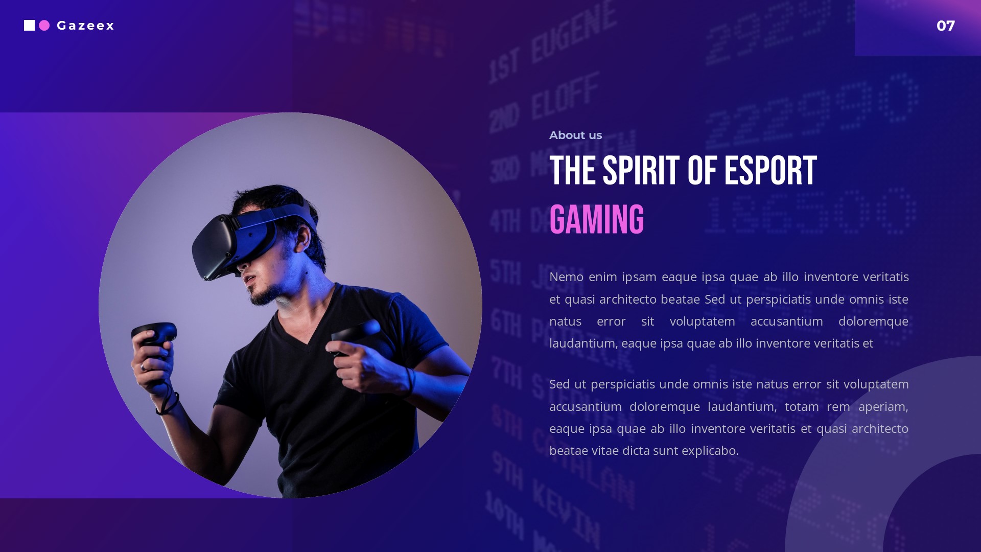 Gazeex - eSport Gaming PowerPoint template, Presentation Templates