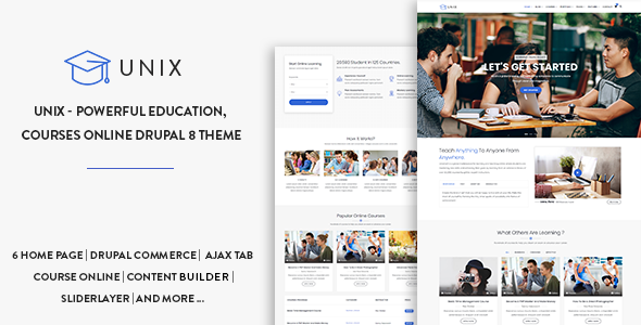 Unix - Powerful Education, Courses Online Drupal 9 Theme by gavias
