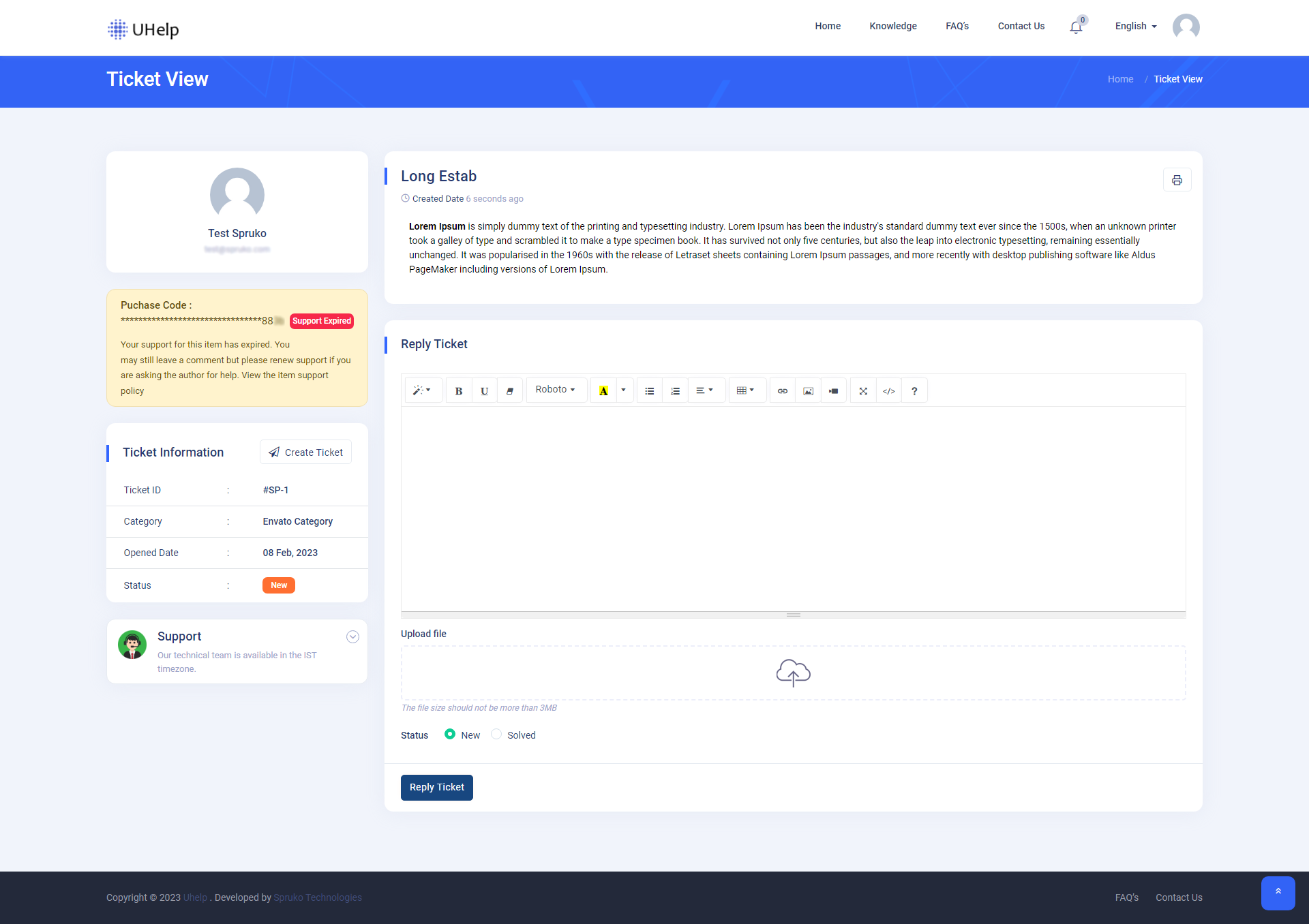 Uhelp - Helpdesk Support Ticketing System by SPRUKO | CodeCanyon