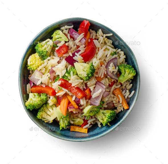 bowl of fried rice with vegetables Stock Photo by magone | PhotoDune