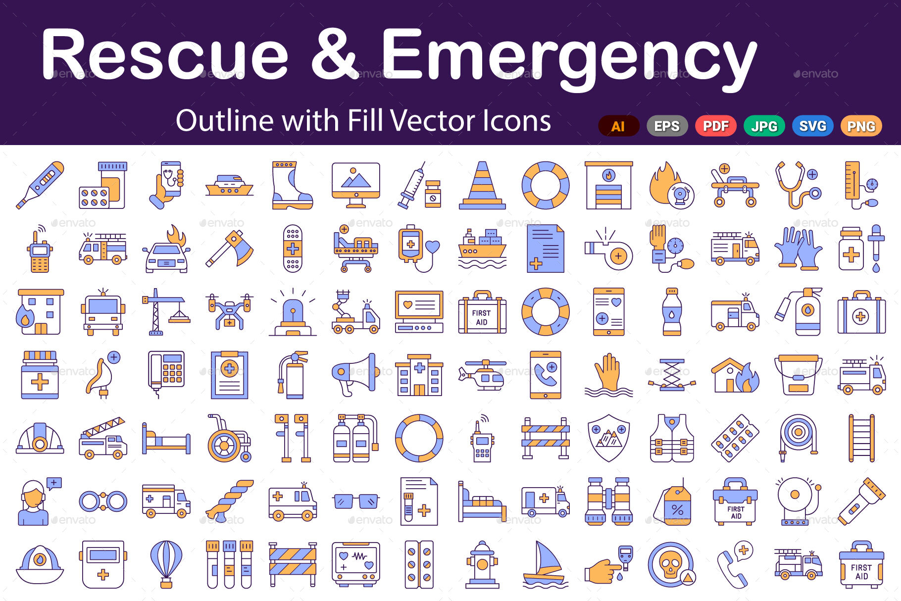 Rescue Emergency Icons Pack | AI | SVG | EPS, Icons | GraphicRiver