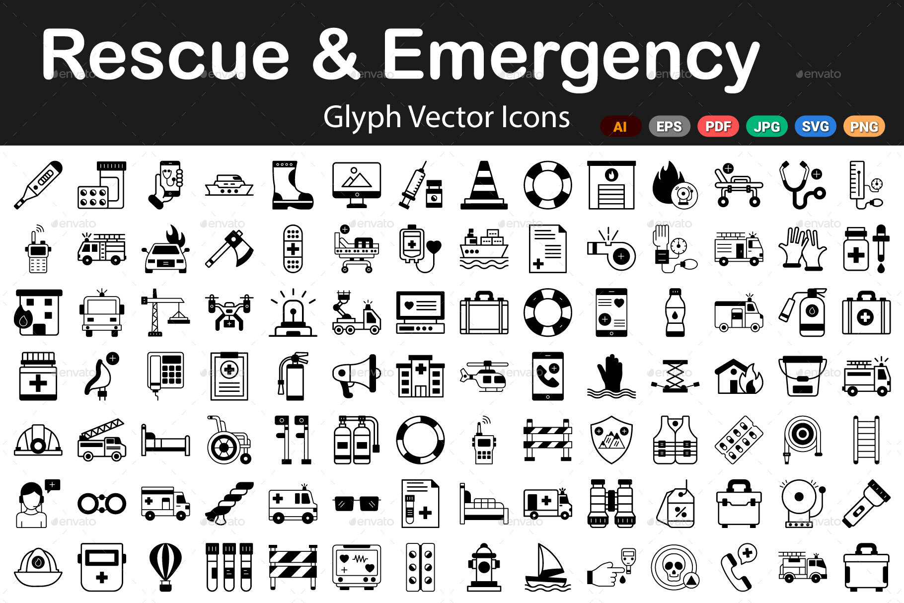 Rescue Emergency Icons Pack | AI | SVG | EPS, Icons | GraphicRiver