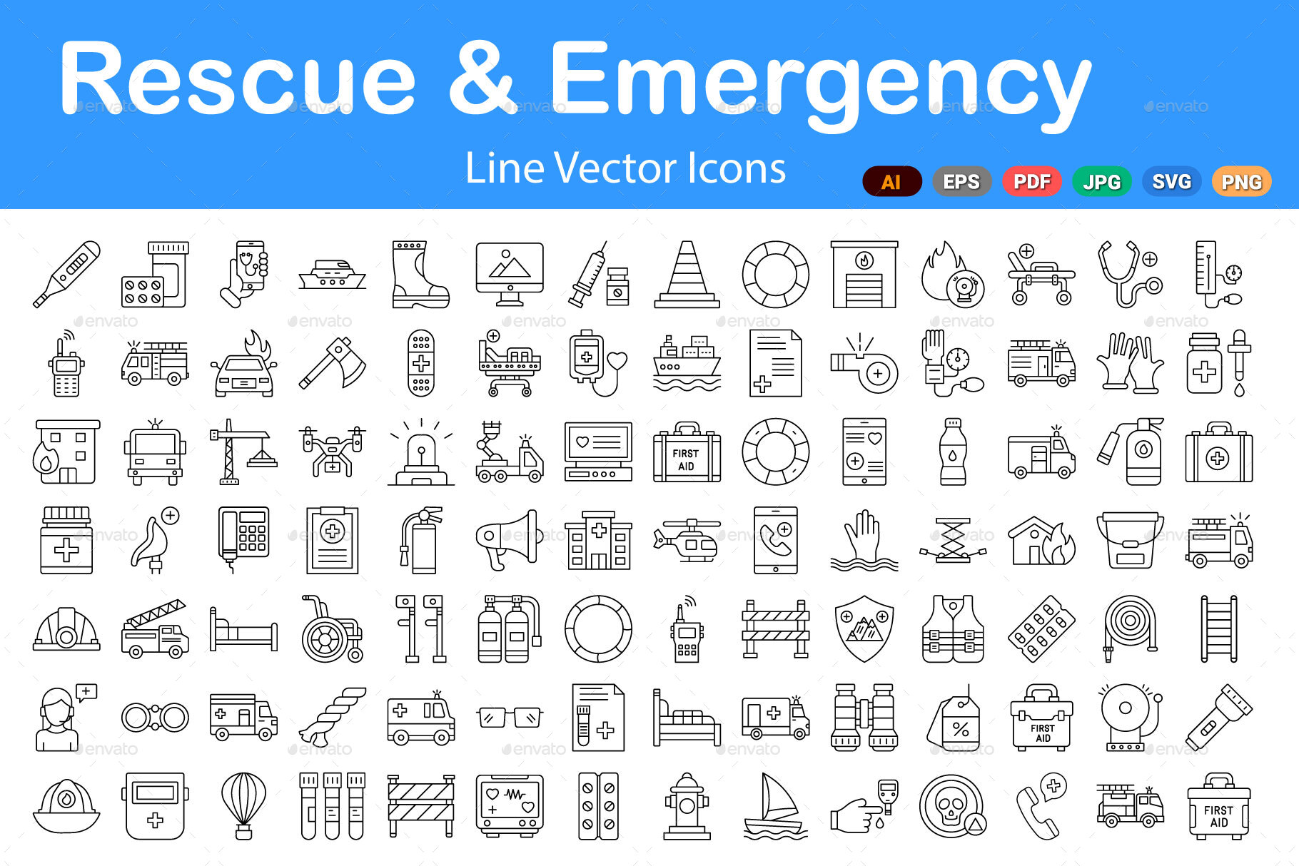 Rescue Emergency Icons Pack | AI | SVG | EPS, Icons | GraphicRiver