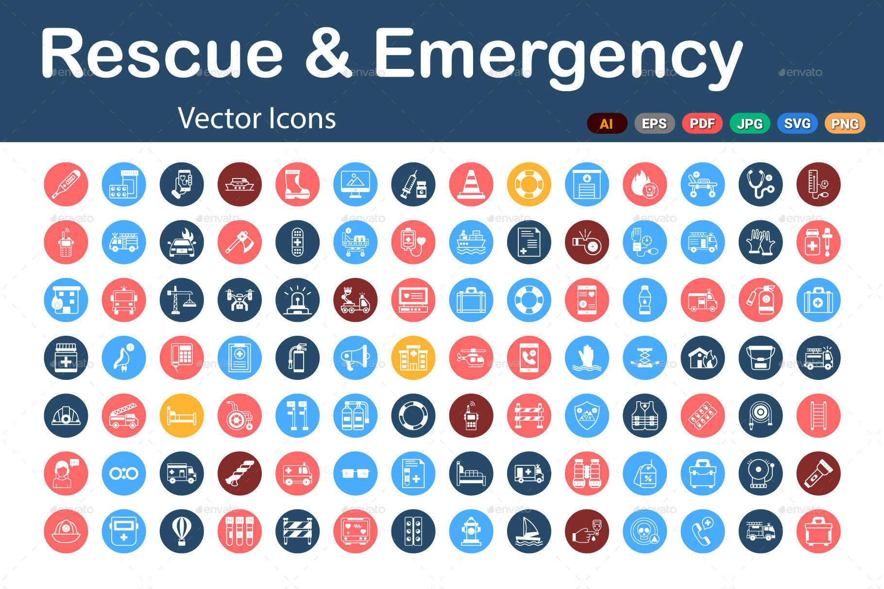 Rescue Emergency Icons Pack | AI | SVG | EPS, Icons | GraphicRiver