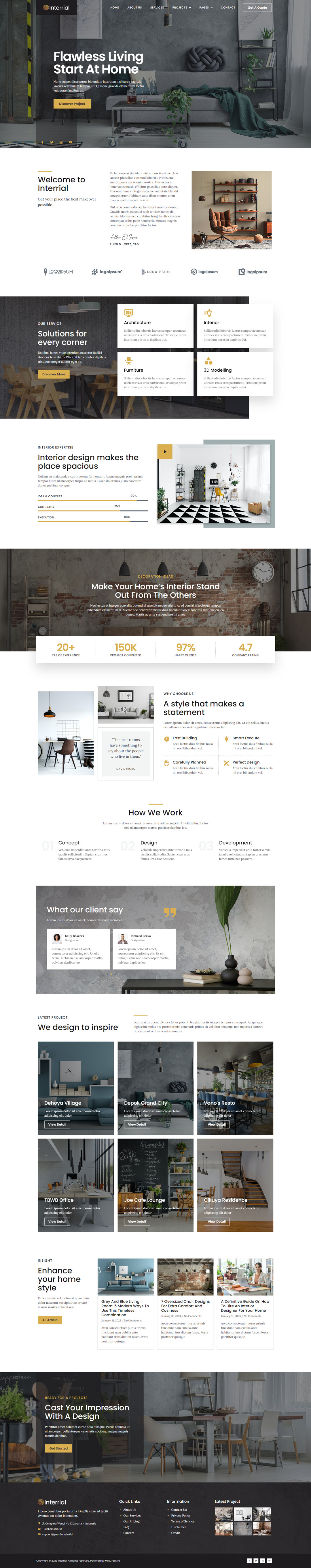 Interrial - Interior Design Service Elementor Template Kit by moxcreative