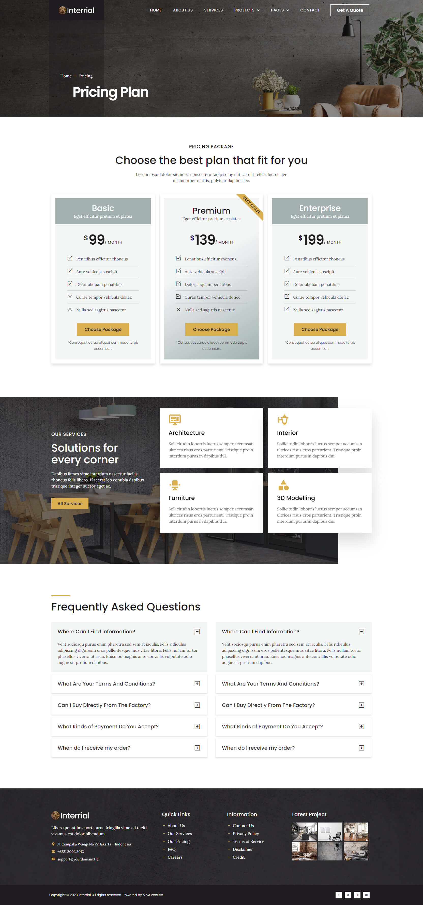 Interrial - Interior Design Service Elementor Template Kit by moxcreative